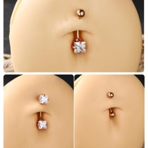 Jewseen 2pcs 16g Small Size Belly Button Rings Pack Surgical Steel Square AAA CZ Curved Barbell Navel Rings New