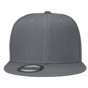 Falari Snapback Hat Cap Hip Hop Style Flat Bill Blank Solid Color Adjustable Size G202-Black&Grey