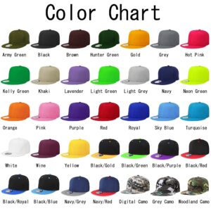 Falari Snapback Hat Cap Hip Hop Style Flat Bill Blank Solid Color Adjustable Size G202-Black&Grey