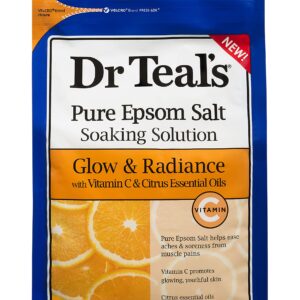 Dr Teal's Salt Bath Variety Gift Set (4 Pack, 3lbs Ea.) - Glow & Radiance Vitamin C & Citrus, Soothe & Sleep Lavender - Pure Epsom Salt & Essential Oils Nourish Skin & Promote Better Sleep