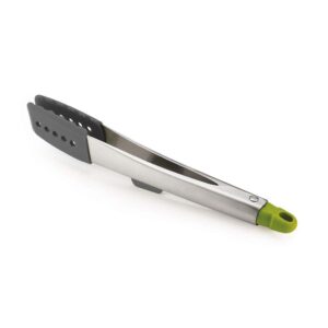 joseph joseph elevate stainless steel tongs with silicone tips, one-size, gray/green