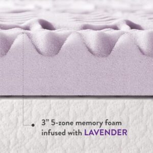 Best Price Mattress King Mattress Topper - 3 Inch 5-Zone Memory Foam Bed Topper with Lavender Infused Cooling Mattress Pad, King Size