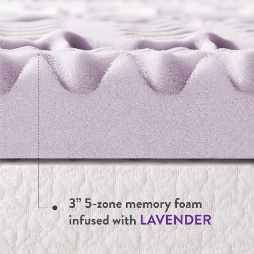 Best Price Mattress King Mattress Topper - 3 Inch 5-Zone Memory Foam Bed Topper with Lavender Infused Cooling Mattress Pad, King Size