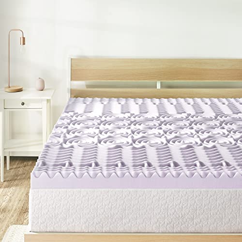 Best Price Mattress King Mattress Topper - 3 Inch 5-Zone Memory Foam Bed Topper with Lavender Infused Cooling Mattress Pad, King Size