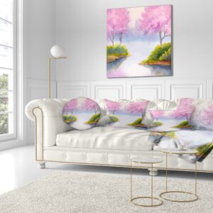 Designart White Stained Glass Art' Floral Throw Living Room, Sofa, Pillow Insert + Cushion Cover Printed On Both Side 16 in. x 16 in