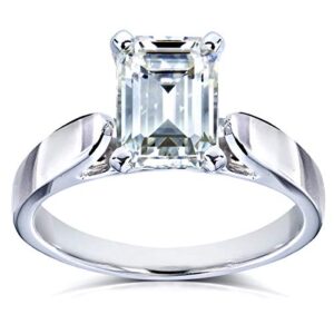 Kobelli Emerald Cut Moissanite Solitaire Engagement Ring 1 Carat 14k White Gold (GH/VS), 7.5