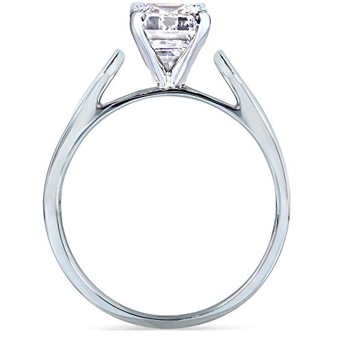 Kobelli Emerald Cut Moissanite Solitaire Engagement Ring 1 Carat 14k White Gold (GH/VS), 7.5