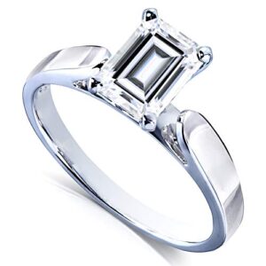 Kobelli Emerald Cut Moissanite Solitaire Engagement Ring 1 Carat 14k White Gold (GH/VS), 7.5