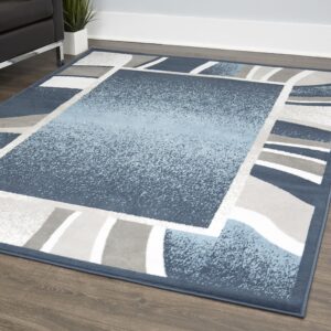 Home Dynamix Lyndhurst Rotana Modern Area Rug, Contemporary Blue/Gray/Ivory 7'8"x10'7", Rectangular