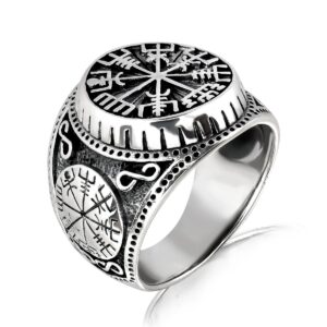 withlovesilver solid 925 sterling silver vegvisir talisman celtic viking protection ring (9)