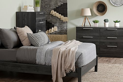 South Shore Step One Essential Platform Bed on Legs, Queen, Gray Oak