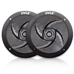 pyle low-profile waterproof marine speakers - 240w 6.5 inch 2 way 1 pair slim style waterproof and weather resistant outdoor audio stereo sound system, for boat, off-road vehicles - pyle (black)