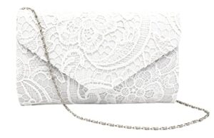 clutch purse handbag evening bag lace messenger bag wedding party bag (white)