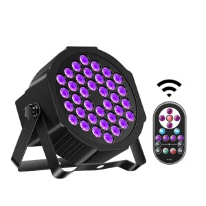 36led black lights, u`king 72w uv stage lights blacklight with glow in the dark party supplies by dmx and remote control for halloween stage lighting (1 pack)