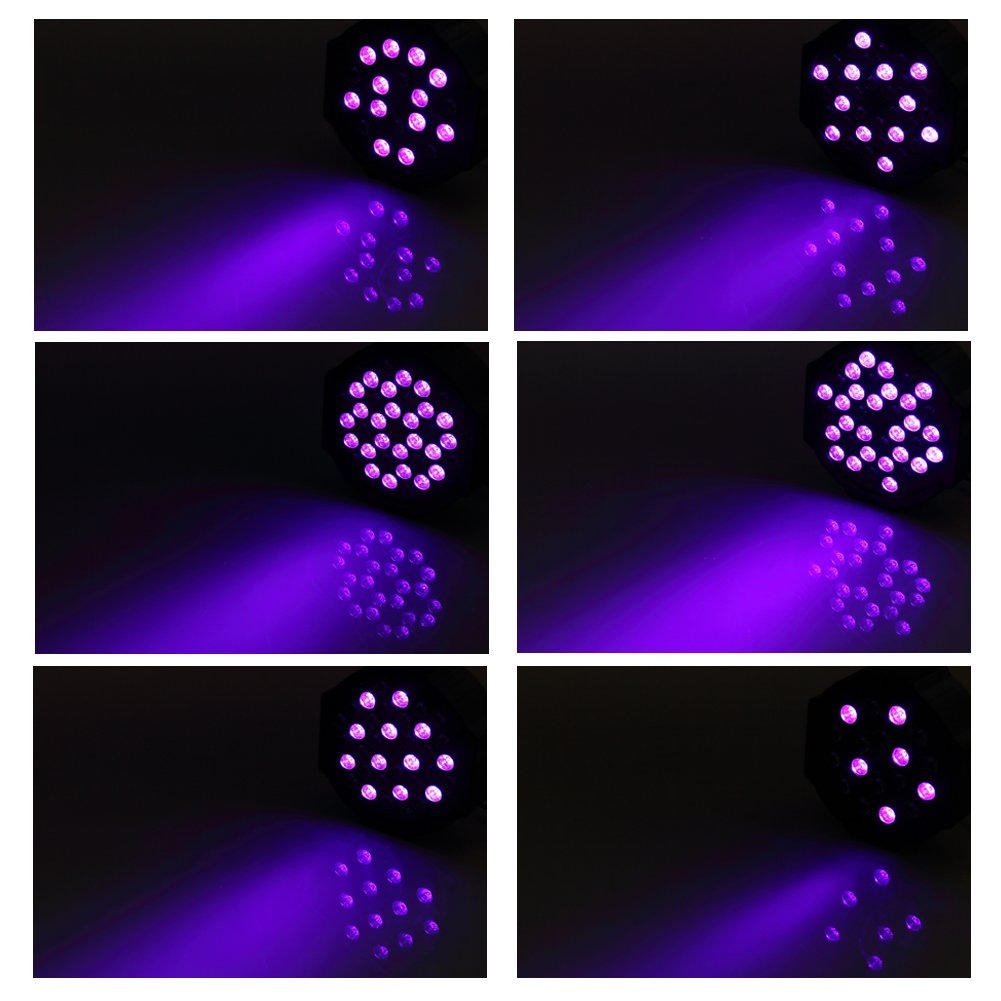 36LED Black Lights, U`King 72W UV Stage Lights Blacklight with Glow in The Dark Party Supplies by DMX and Remote Control for Halloween Stage Lighting (1 Pack)