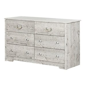 south shore aviron 6-drawer double dresser-seaside pine