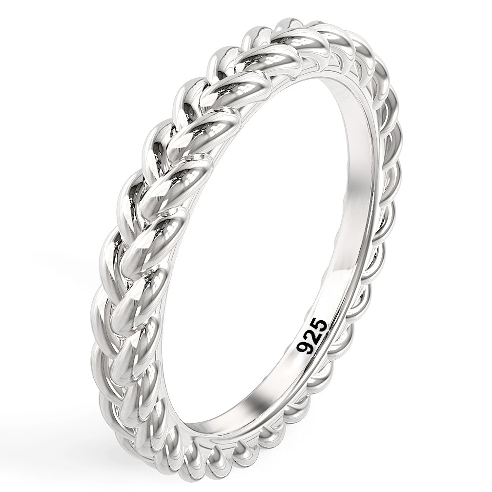 Metal Factory Sz 4 925 Sterling Silver Braid Style Stackable Eternity Ring