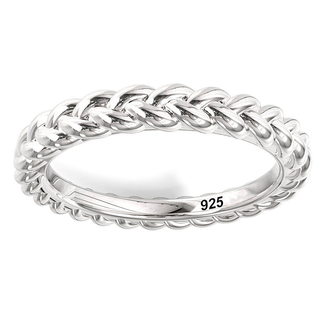 Metal Factory Sz 4 925 Sterling Silver Braid Style Stackable Eternity Ring