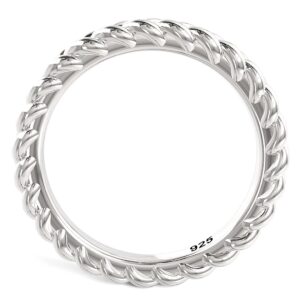 Metal Factory Sz 4 925 Sterling Silver Braid Style Stackable Eternity Ring