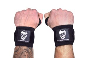 wrist wraps weightlifting - stiff heavy duty 18" wraps with thick thumb loop for powerlifting, bodybuilding, cross training, & heavy presses (black - medium stiff, 18")