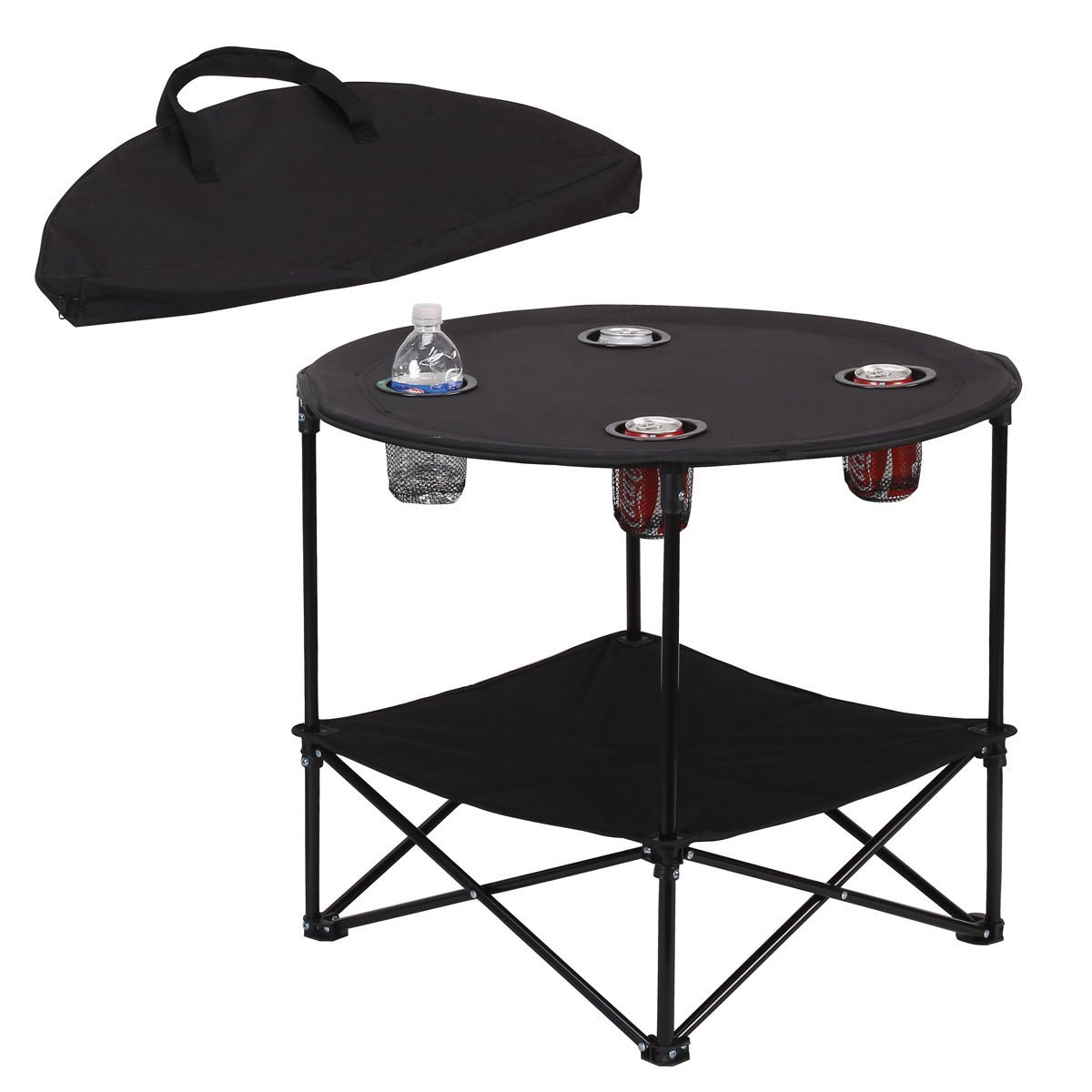 ATSENA Folding Camping Table, One Size, Black