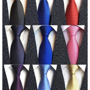 Adulove Men's Necktie Classic Silk Tie Woven Jacquard Neck Ties 9 PCS