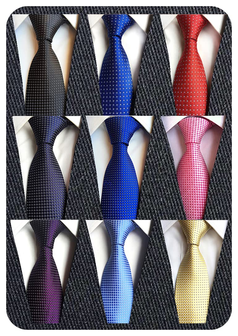 Adulove Men's Necktie Classic Silk Tie Woven Jacquard Neck Ties 9 PCS