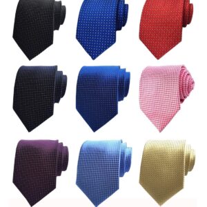 Adulove Men's Necktie Classic Silk Tie Woven Jacquard Neck Ties 9 PCS