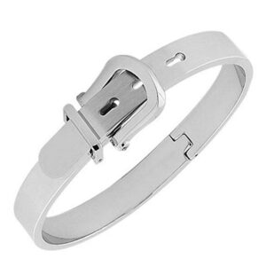 high polished stainless steel adjustable belt buckle love bracelets bangle for men/women white silver perimeter 7.5inch