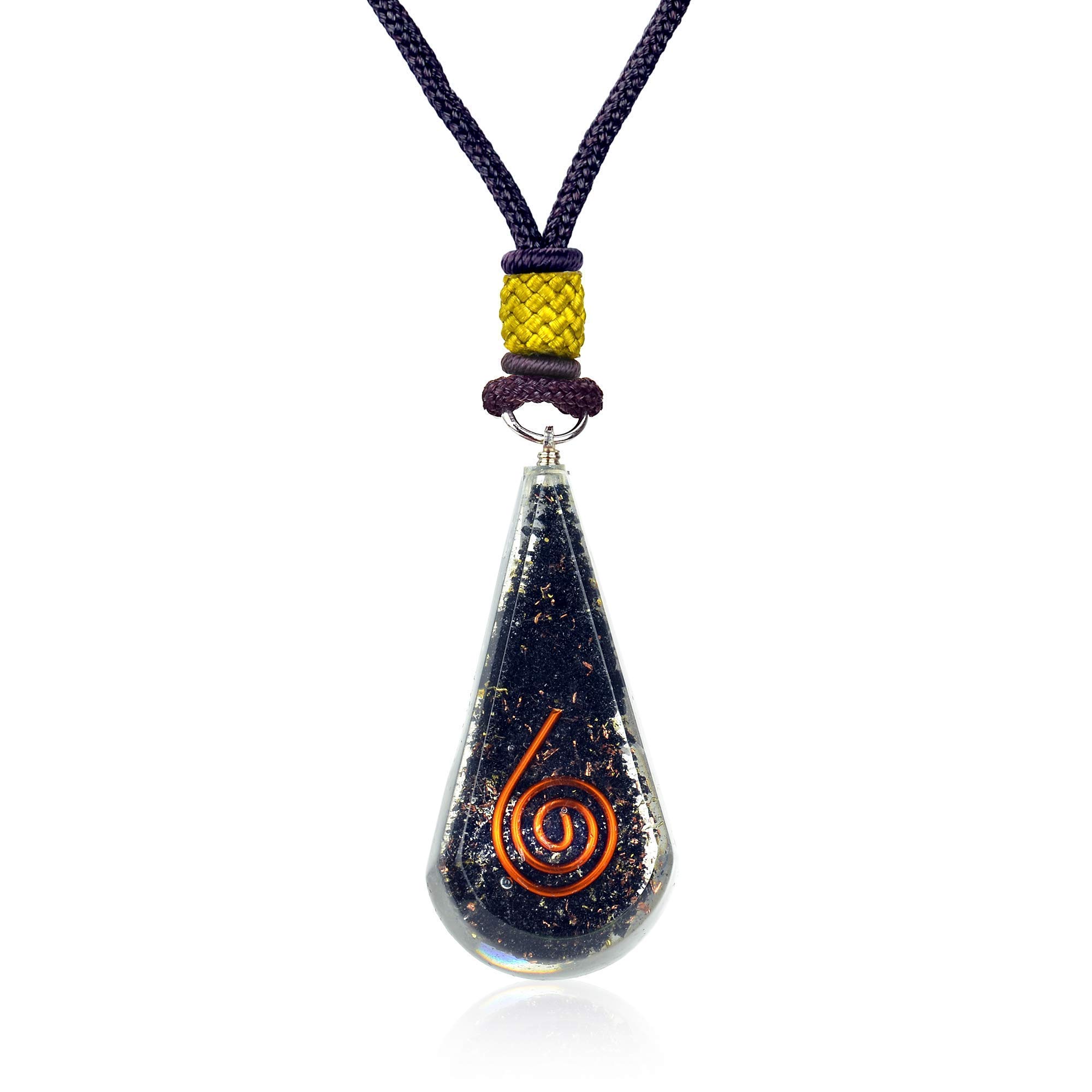 Emotional Body Purification Black Tourmaline Orgone Crystal Tear Drop Pendant for Strengthen Immune System - Swallows Negative Energy - Positivity