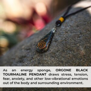 Emotional Body Purification Black Tourmaline Orgone Crystal Tear Drop Pendant for Strengthen Immune System - Swallows Negative Energy - Positivity