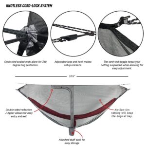 GRAND TRUNK | Mozzy Lite Hammock Bug Net | Lite Black | Mosquito, No-See-Um Net with Double-Sided Zipper | Hammock Accessory