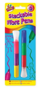 art box 6 stackable fibre pens, assorted, 23.8 x 9 x 1.7 cm