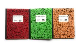 pen+gear wide ruled composition book 3 pack - red, green, orange