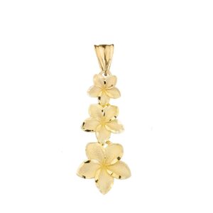 elegant 10k yellow gold hawaiian plumeria flowers charm pendant