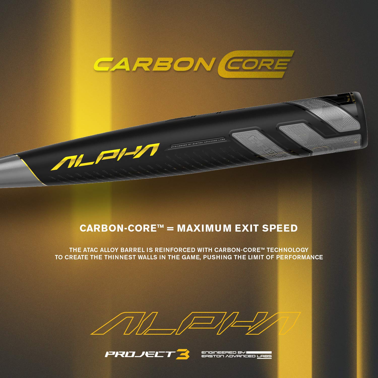 Easton Project 3 Alpha -3 BBCOR Baseball Bat | 2019 | 1 Piece Aluminum | Carbon-Core | ATAC Alloy | VRS COR | Speed End Cap | Lizard Skin Grip | 2 5/8" Barrel