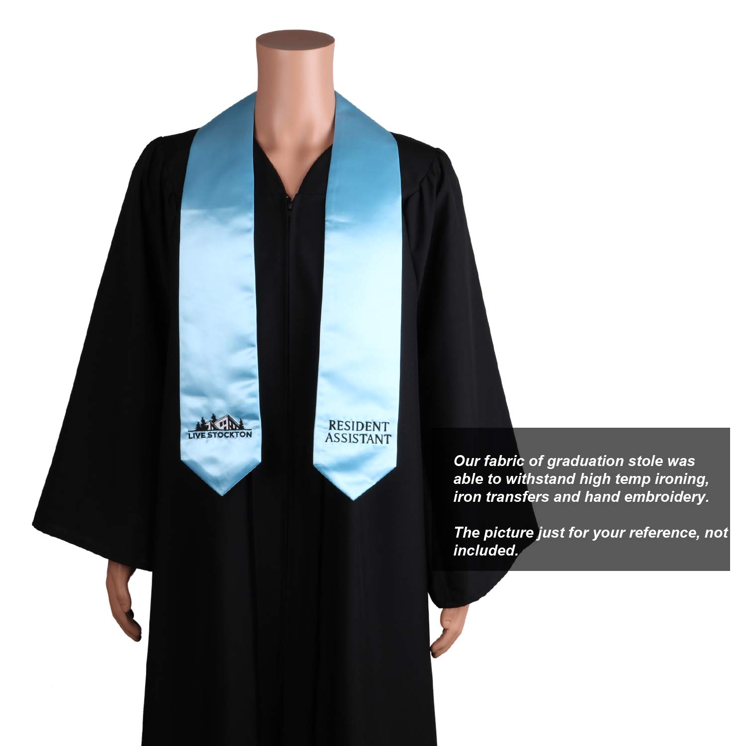 OSBO GradSeason Unisex Adult Plain Graduation Stole for Academic Commencements, 60'' long (Silver)