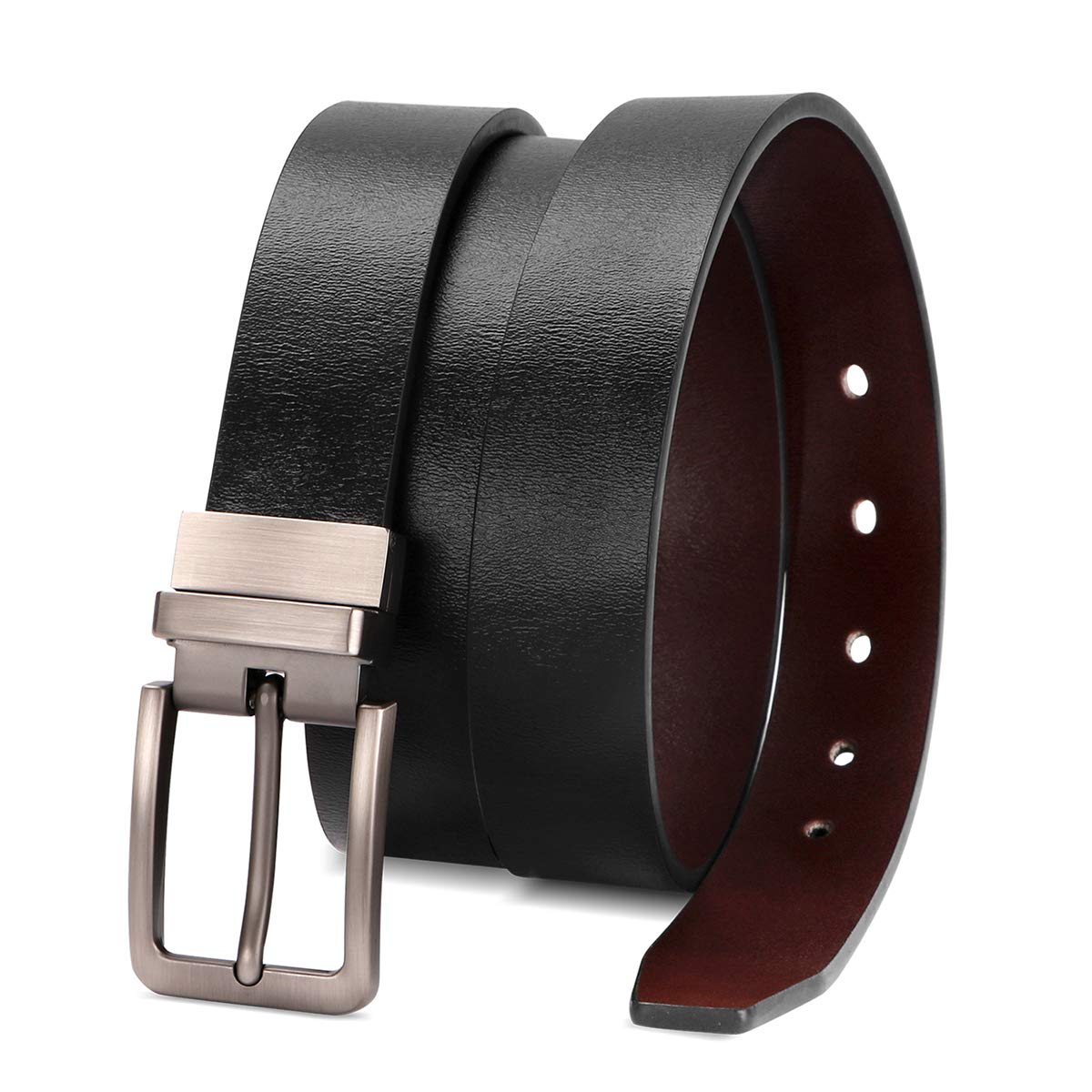 XZQTIVE Reversible Leather Belts for Women with Rotated Metal Buckle Fashion Women Belts(1 Pcs Black/Brown)