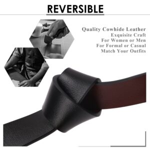 XZQTIVE Reversible Leather Belts for Women with Rotated Metal Buckle Fashion Women Belts(1 Pcs Black/Brown)