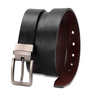 xzqtive reversible leather belts for women with rotated metal buckle fashion women belts(1 pcs black/brown)