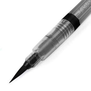 Pentel Refillable Colour Brush Pen - Nylon Tip – Grey Barrel – Black Ink - Pigment Edition