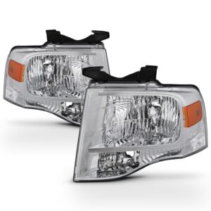 acanii - for 2007-2014 ford expedition headlights driver + passenger side 07-14 replacement headlamps