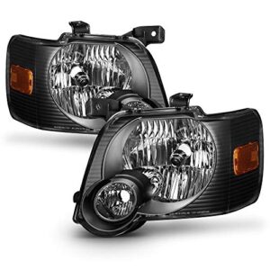 acanii - for black 2006-2010 ford explorer headlights headlamps replacement driver+passenger side