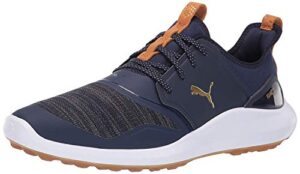 puma golf men's ignite nxt lace golf shoe, peacoat-puma team gold-puma white, 10.5 m us