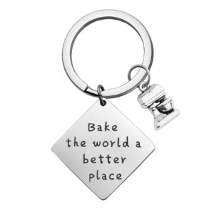 maofaed gift for baker bake the world a better place culinary student gifts bake lover keychain gift (kr-baker keychain)