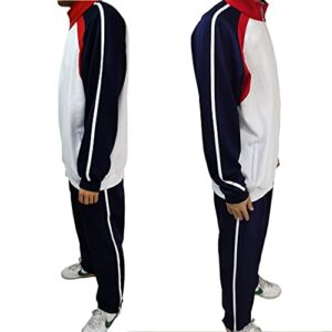 Sun Lorence Men's Athletic Running Tracksuit Set Casual Full Zip Jogging Sweat Suit White M