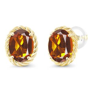 gem stone king 14k yellow gold 8x6mm oval gemstone birthstone earrings | yellow gold earrings for women