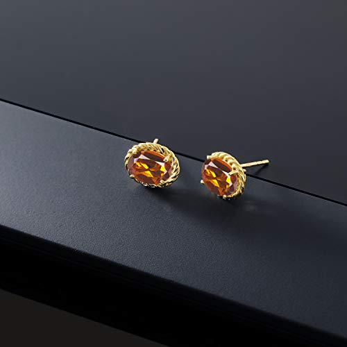 Gem Stone King 14K Yellow Gold 8X6MM Oval Gemstone Birthstone Earrings | Yellow Gold Earrings for Women