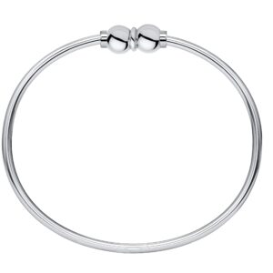 Lighthouse Creations The Traditional Sterling Silver Double Ball Threaded Bracelet from Cape Cod, 7"