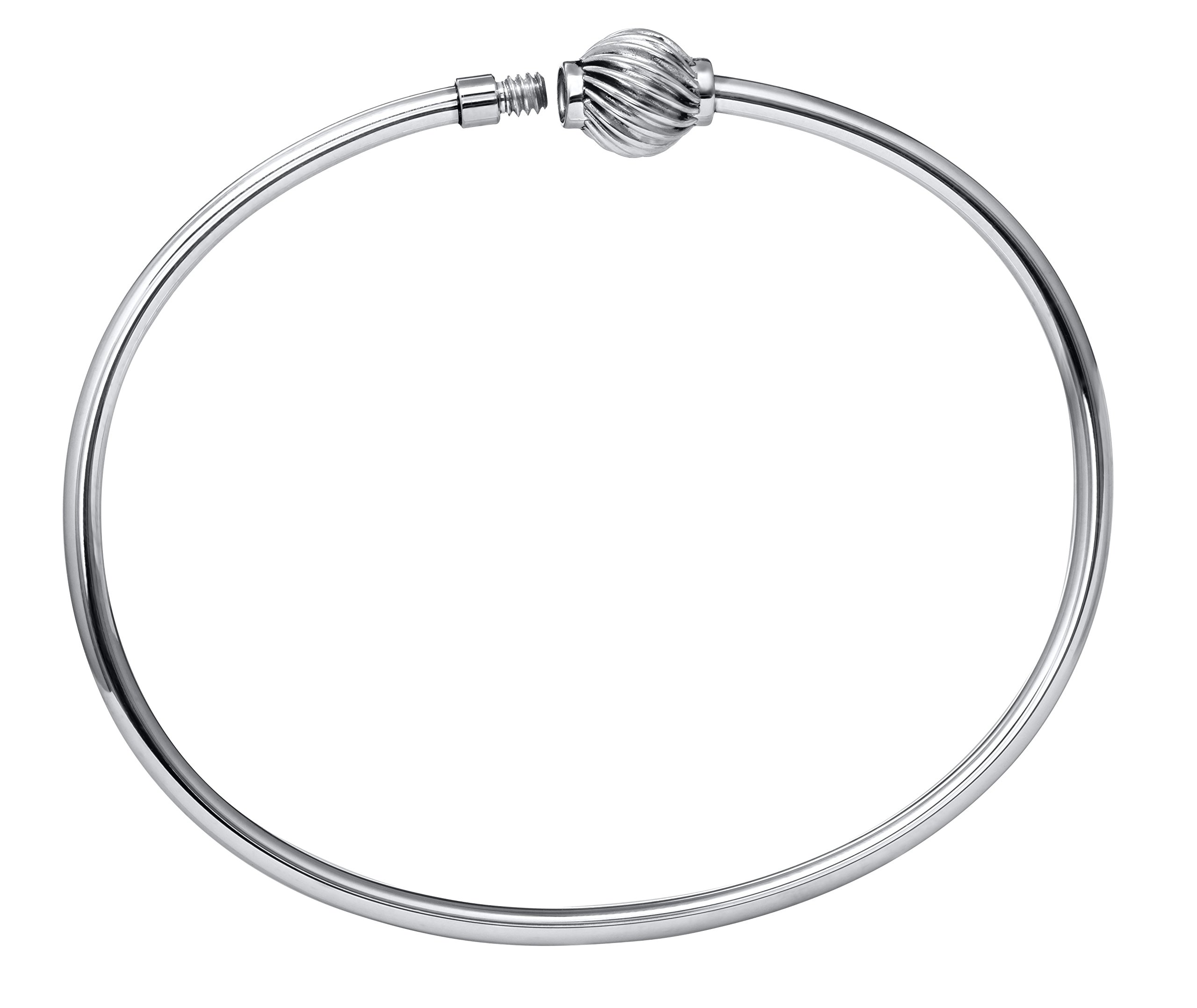 Lighthouse Creations The Traditional Sterling Silver Single Swirl Ball Threaded Bracelet from Cape Cod, 7 1/2"